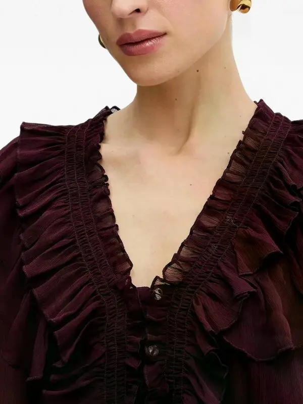MORGAN Ruffled Long-sleeve Mini Dress
