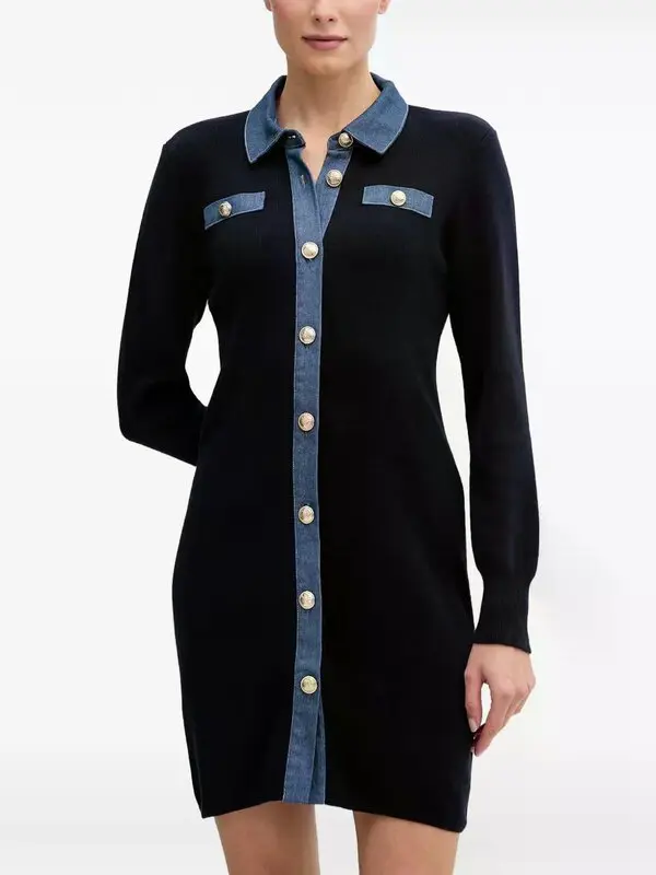 MORGAN Denim Panel Button-up Mini Dress