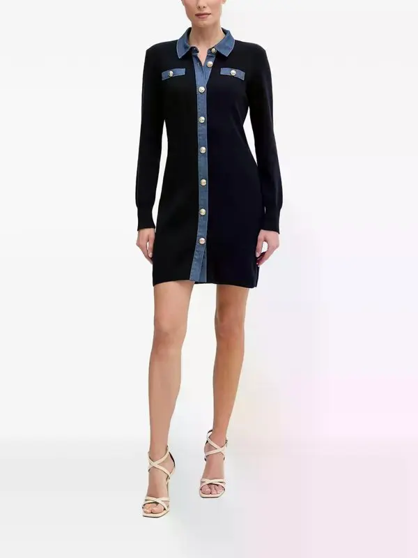 MORGAN Denim Panel Button-up Mini Dress