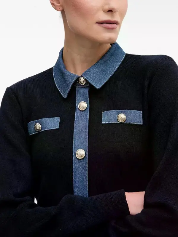 MORGAN Denim Panel Button-up Mini Dress