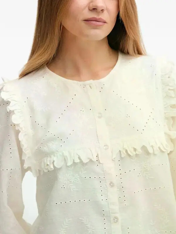 HOSS INTROPIA Ruffled Broderie-anglaise Shirt