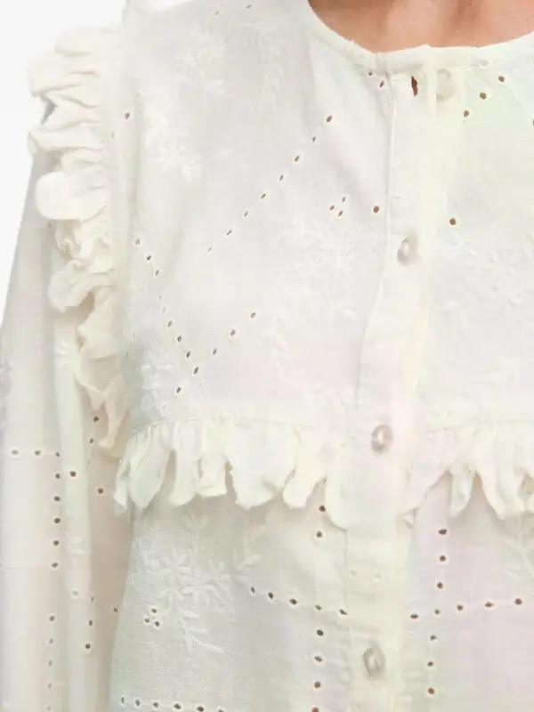 HOSS INTROPIA Ruffled Broderie-anglaise Shirt