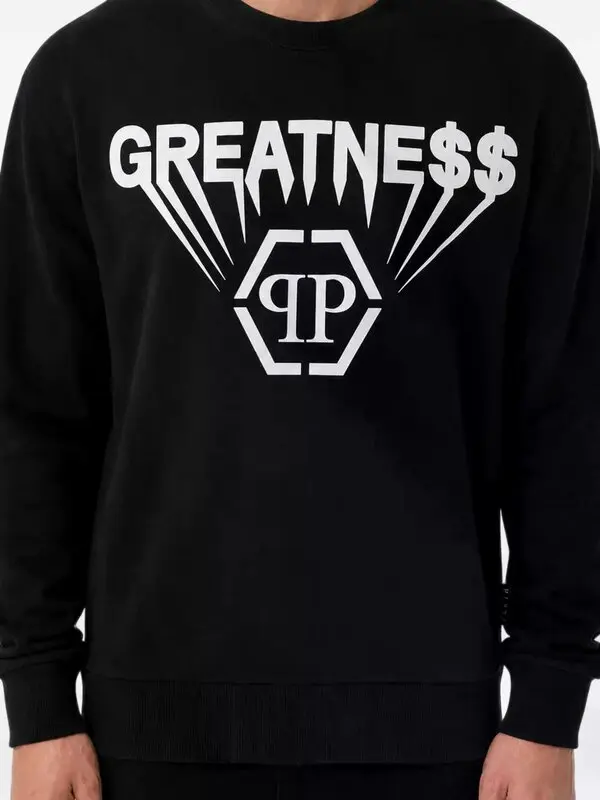 Philipp Plein Printed Fleece Round Neck Sweatshirt Greatness
