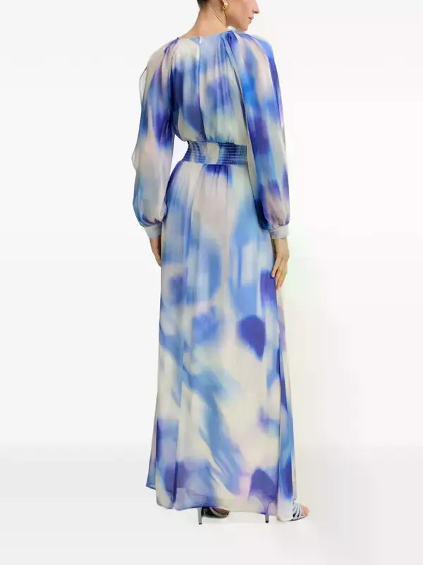 MORGAN Abstract Print Slit-sleeve Maxi Dress