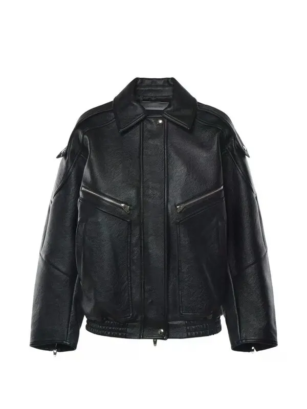 THE FRANKIE SHOP Hudson Faux-leather Zip-up Jacket - Black