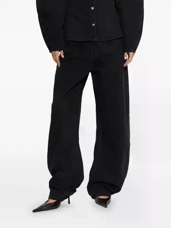 ROTATE BY BIRGER CHRISTENSEN Draped Barrel-leg Jeans Denim