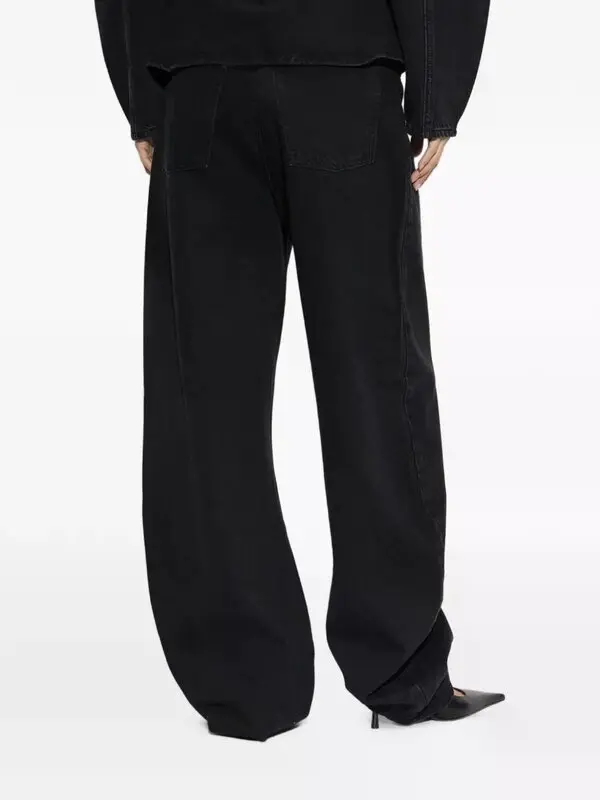 ROTATE BY BIRGER CHRISTENSEN Draped Barrel-leg Jeans Denim