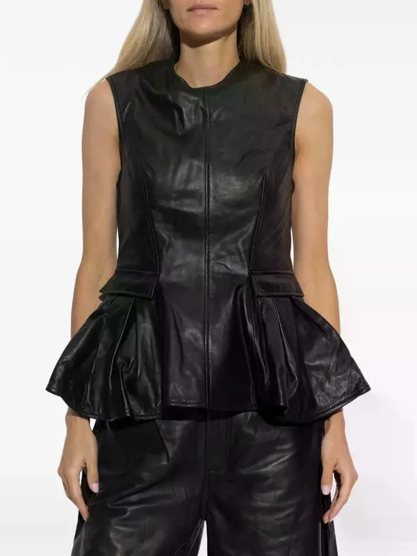 ROTATE BY BIRGER CHRISTENSEN Peplum Leather Top