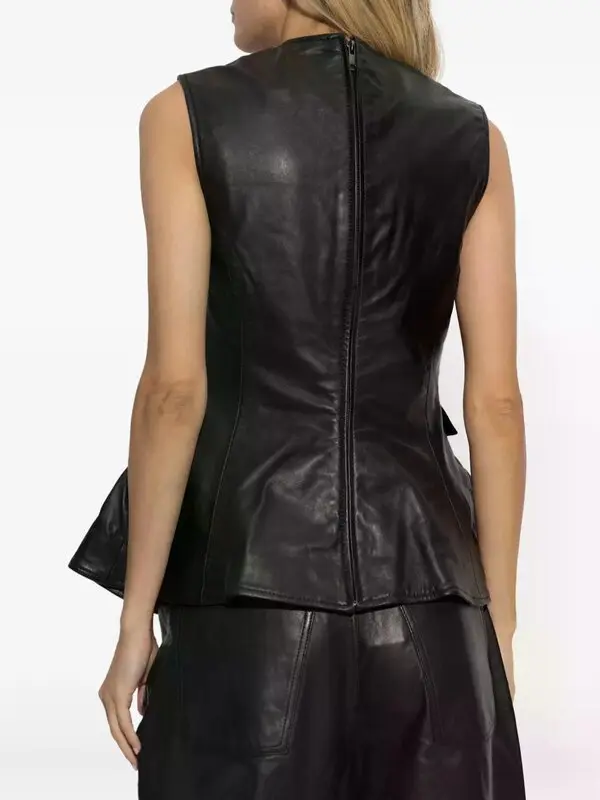 ROTATE BY BIRGER CHRISTENSEN Peplum Leather Top