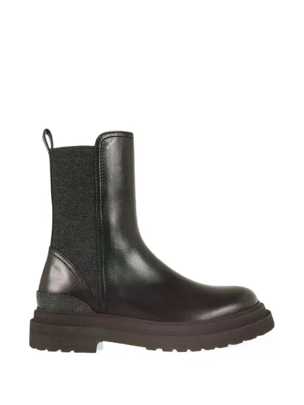 Brunello Cucinelli Monili-trim Leather Ankle Boots - Brown