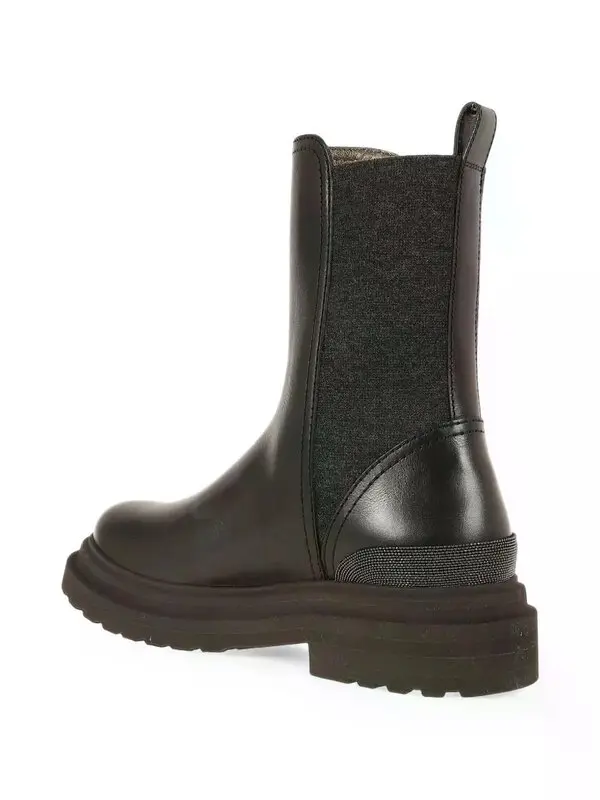 Brunello Cucinelli Monili-trim Leather Ankle Boots