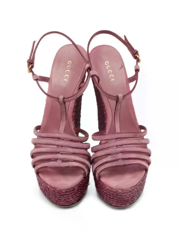 Gucci Suede Wedge Espadrille Sandals