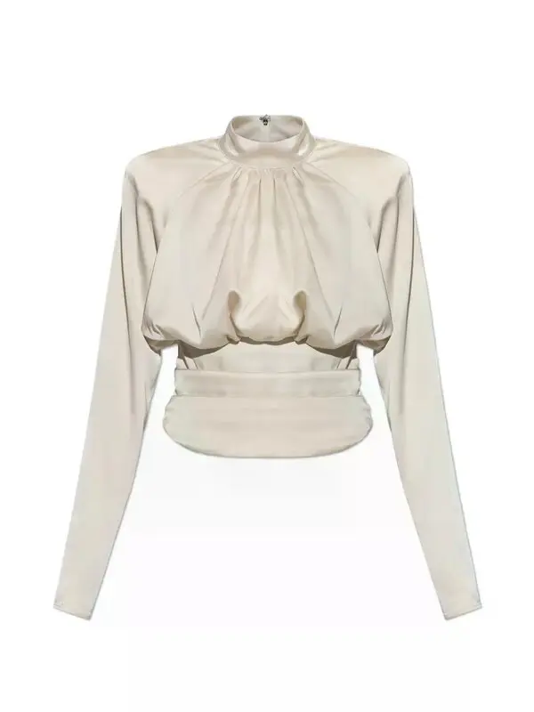 ROTATE BY BIRGER CHRISTENSEN Long-sleeves Ruched Top White - Neutrals