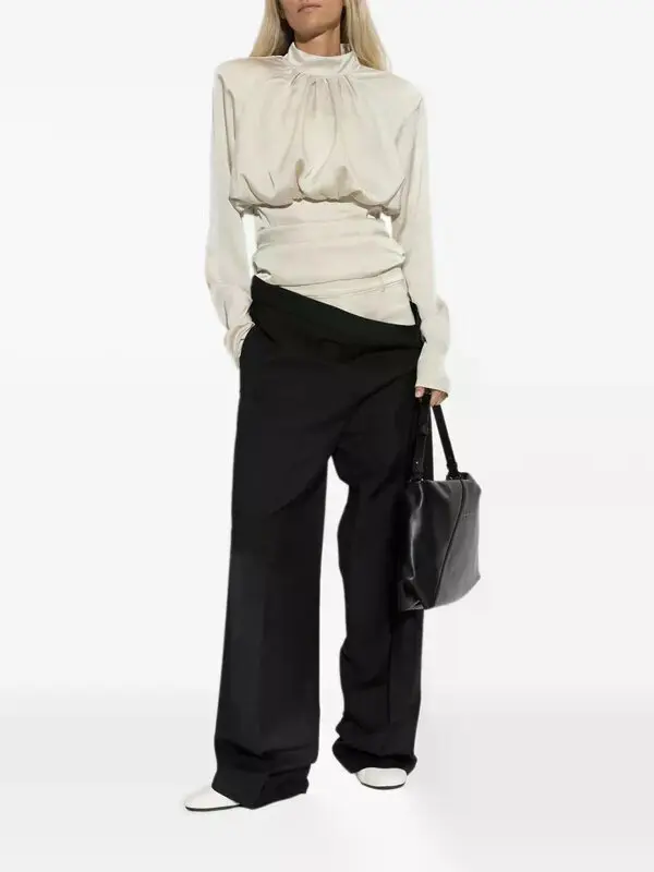 ROTATE BY BIRGER CHRISTENSEN Long-sleeves Ruched Top White