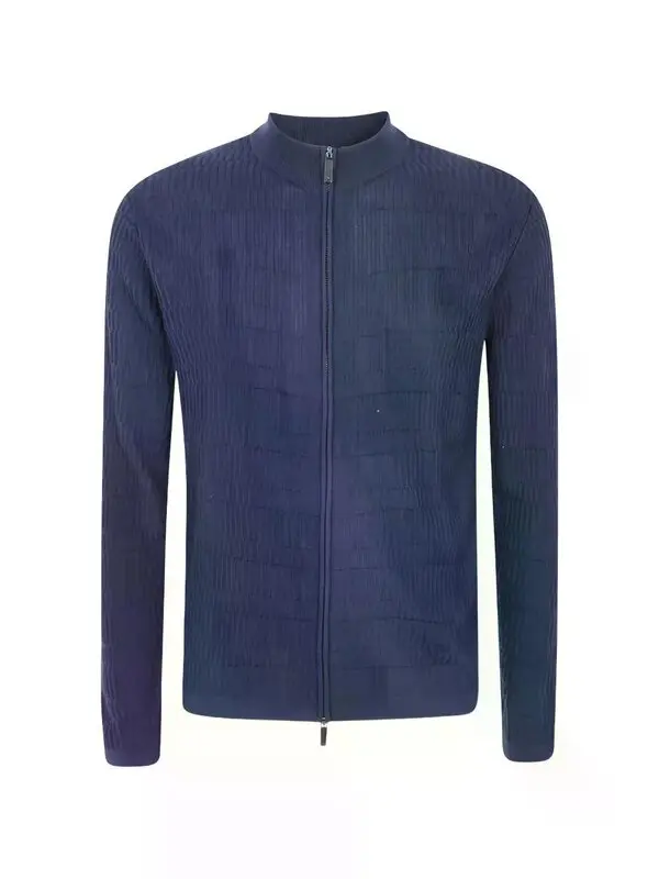 Emporio Armani Ribbed Wool Zip-up Cardigan