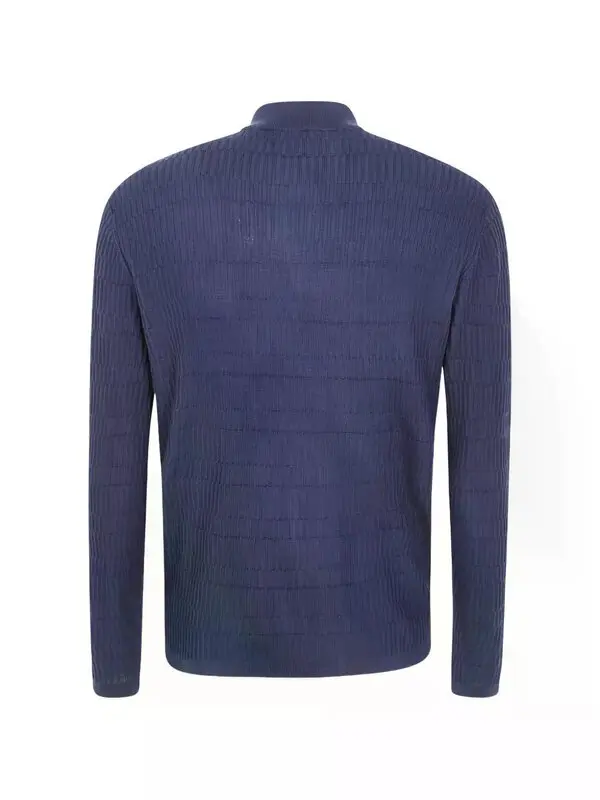 Emporio Armani Ribbed Wool Zip-up Cardigan