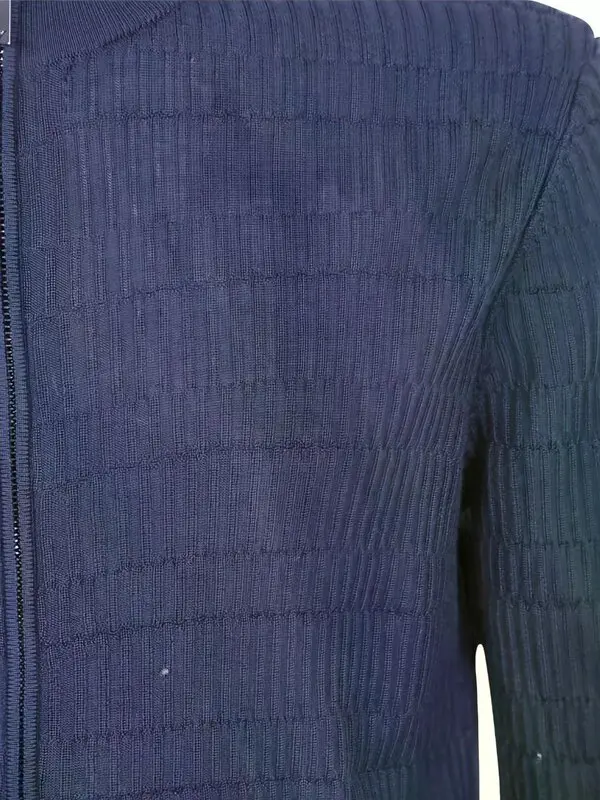 Emporio Armani Ribbed Wool Zip-up Cardigan