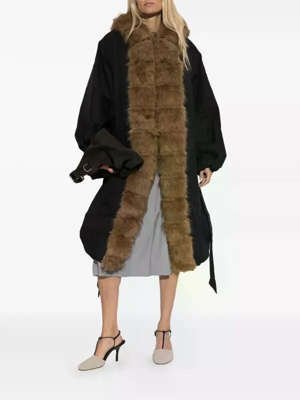 ROTATE BY BIRGER CHRISTENSEN Faux Fur Collar Coat