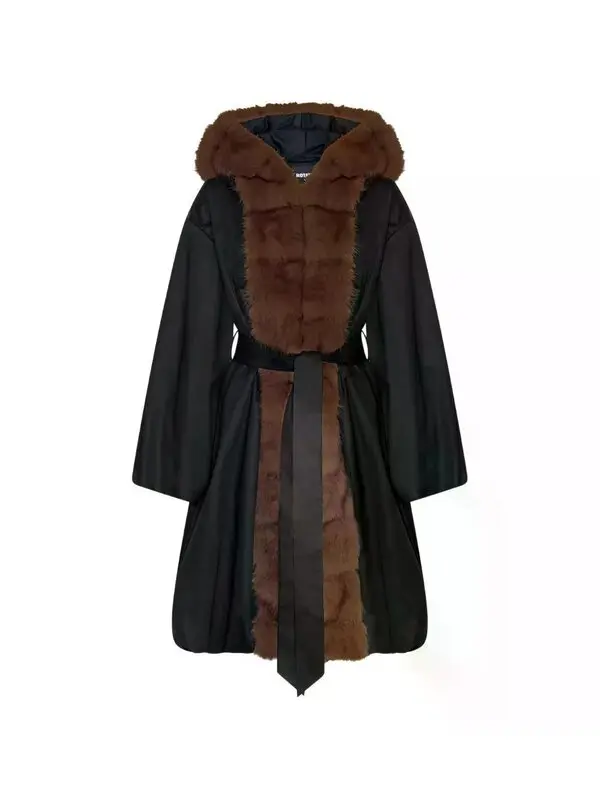 ROTATE BY BIRGER CHRISTENSEN Faux Fur Collar Coat - Black