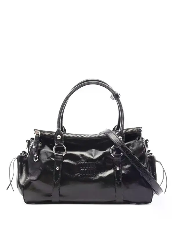 Miu Miu Shiny Leather Tote Bag - Black