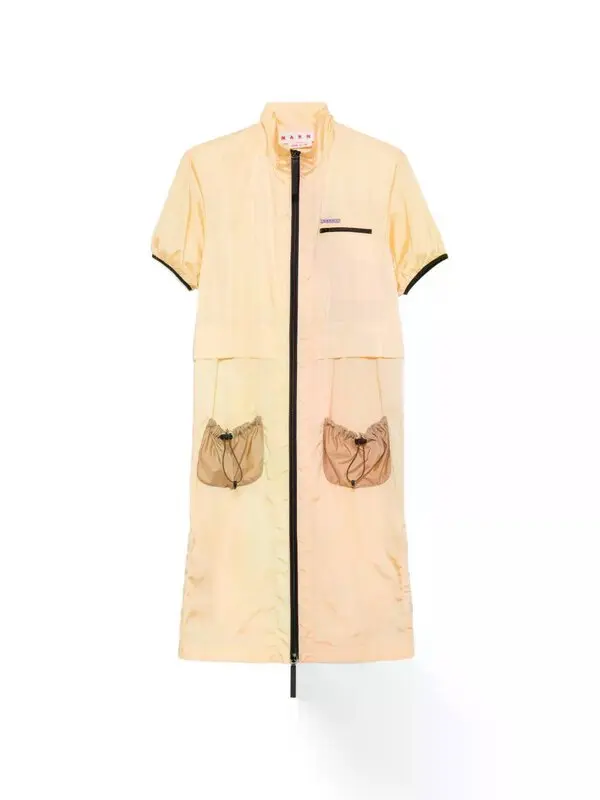Marni Zip-up Drawstring Pocket Dress - Yellow