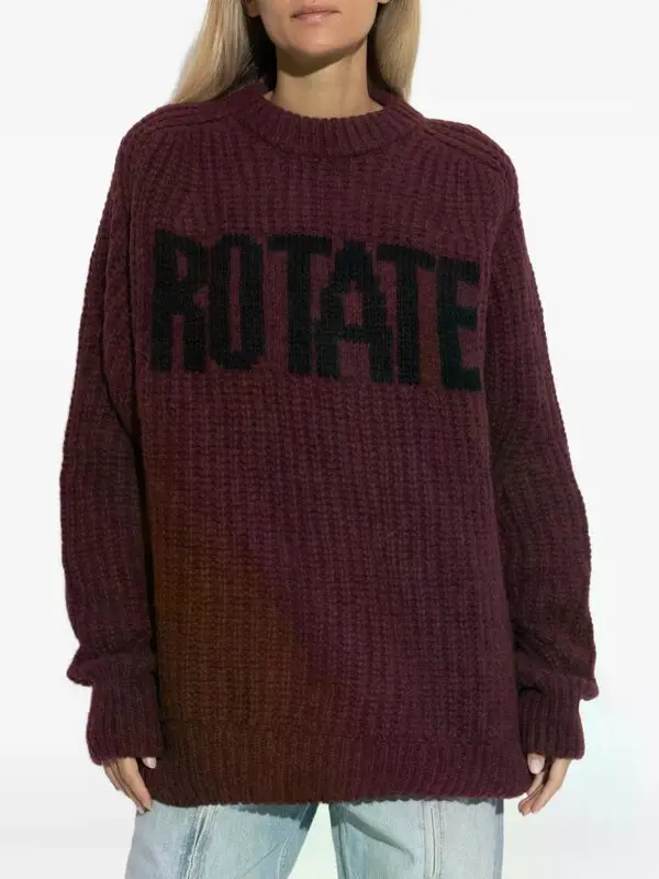 ROTATE BY BIRGER CHRISTENSEN Logo-intarsia Chunky-knit Sweater - Red