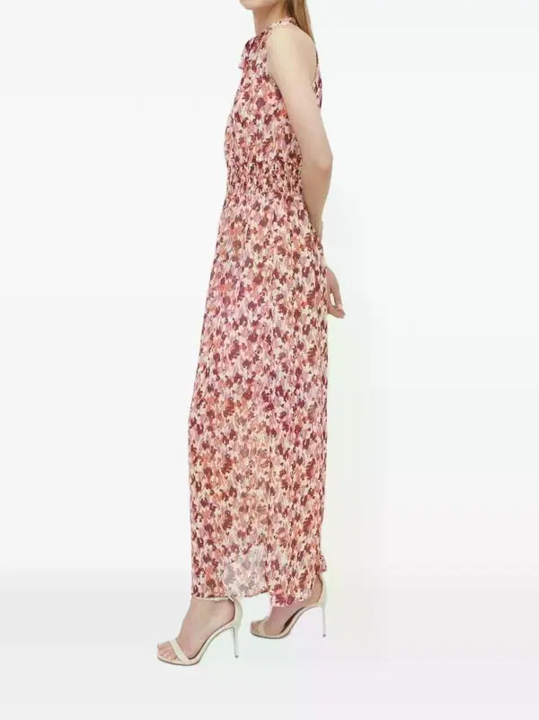 MORGAN Abstract-print Smocked-waist Maxi Dress