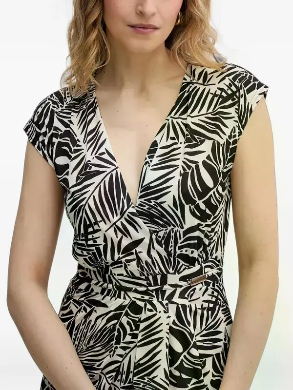 MORGAN Leaf-print Wrap Mini Dress