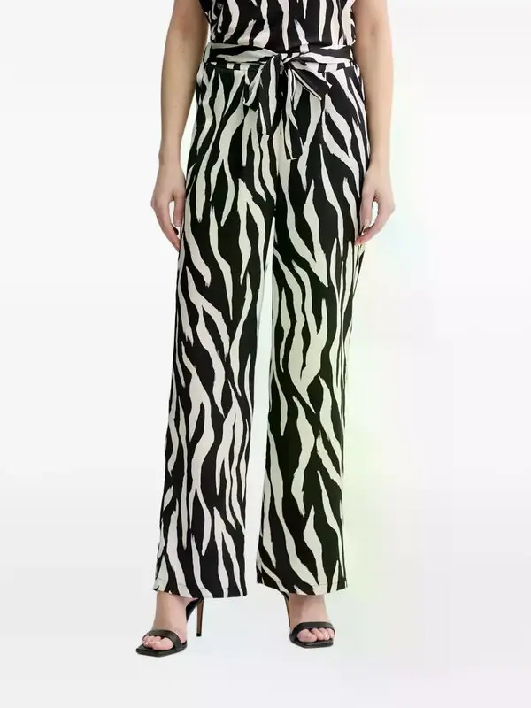 MORGAN Zebra-print Belted Wide-leg Trousers