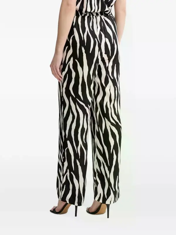MORGAN Zebra-print Belted Wide-leg Trousers