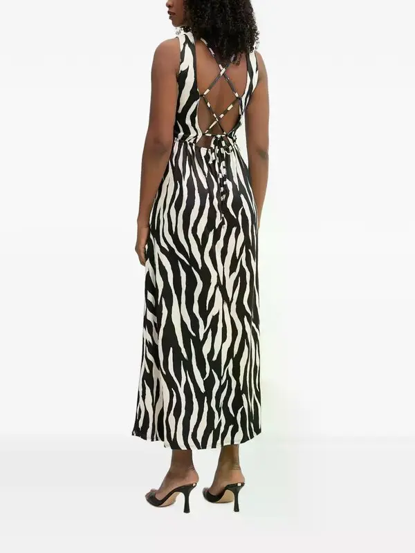 MORGAN Zebra Print Lace-up Maxi Dress