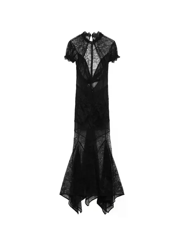 Attico Lace-panelled Open-back Midi Dress - Black
