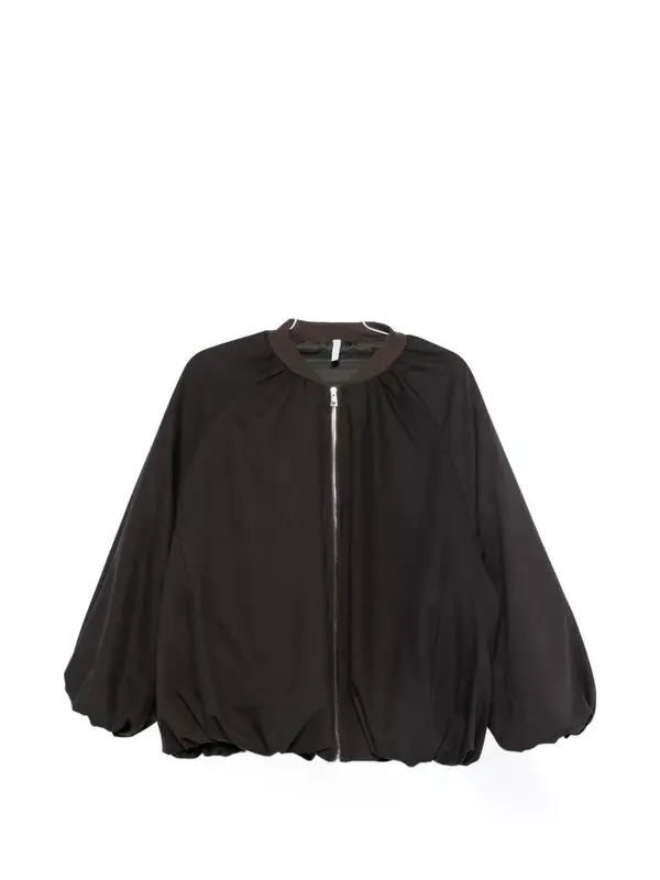 Imperial Zip-up Puffed-sleeve Jacket - Brown