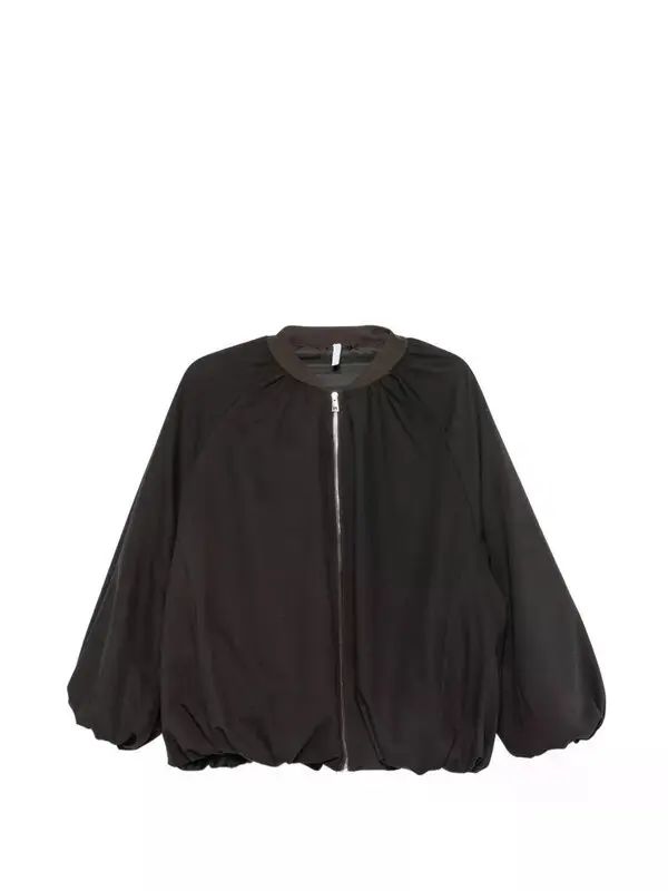 Imperial Zip-up Puffed-sleeve Jacket - Brown