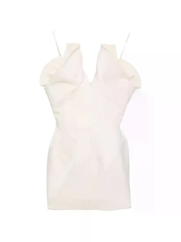 Magda Butrym Sculptural V-neck Dress - Neutrals