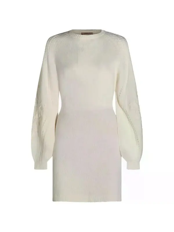 TWINSET Embroidered Balloon-sleeve Mini Dress - Neutrals