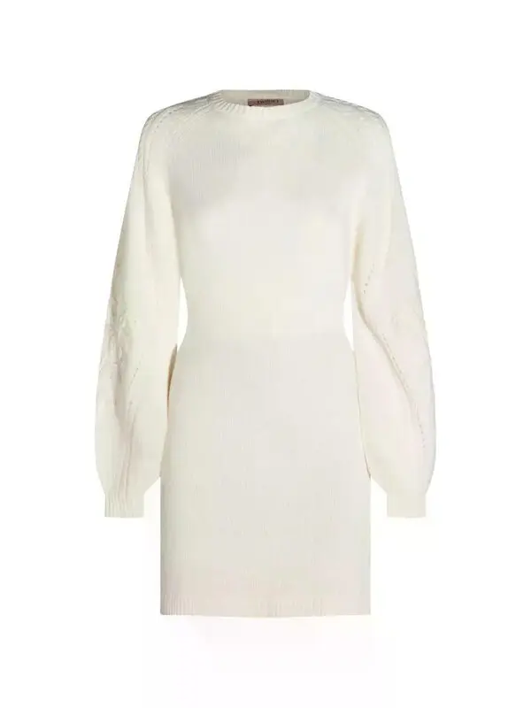 TWINSET Embroidered Balloon Sleeve Mini Dress - Neutrals