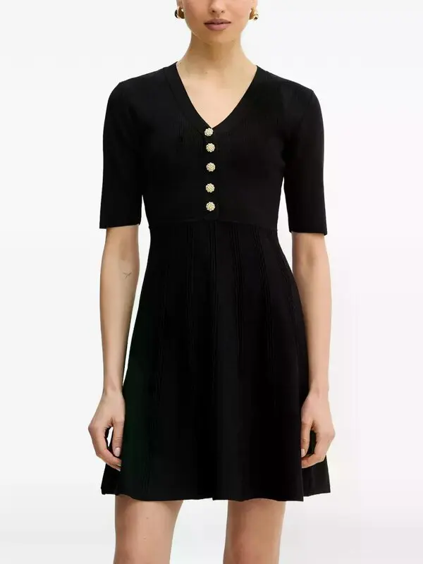 MORGAN Button-embellished Pleated Mini Dress