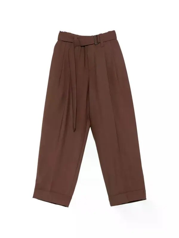 Brunello Cucinelli Belted Pleated Trousers - Brown