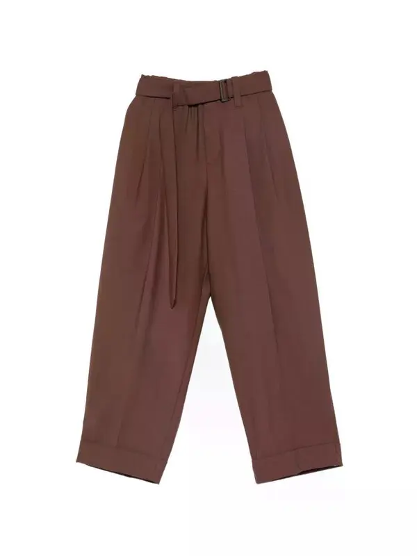 Brunello Cucinelli Belted Pleated Trousers - Brown