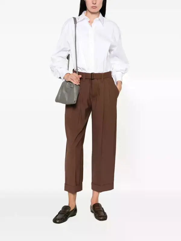 Brunello Cucinelli Belted Pleated Trousers - Brown