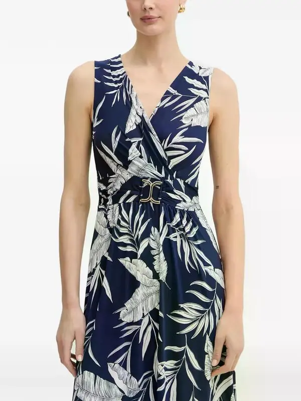 MORGAN Leaf-print Buckle-detail Maxi Dress