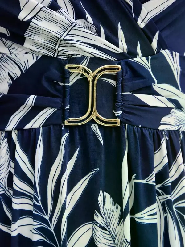 MORGAN Leaf-print Buckle-detail Maxi Dress