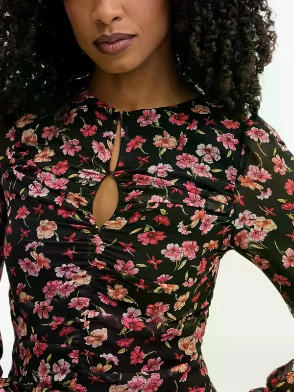 MORGAN Floral-print Ruched Mini Dress