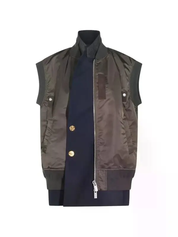 Sacai Layered Bomber-style Gilet - Green