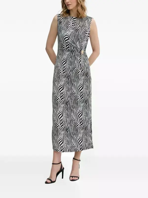 MORGAN Zebra-print Side-slit Midi Dress