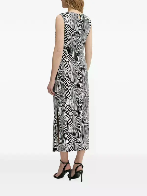 MORGAN Zebra-print Side-slit Midi Dress