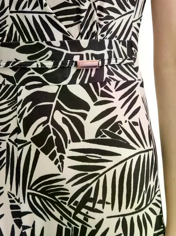 MORGAN Leaf Print Wrap Jumpsuit