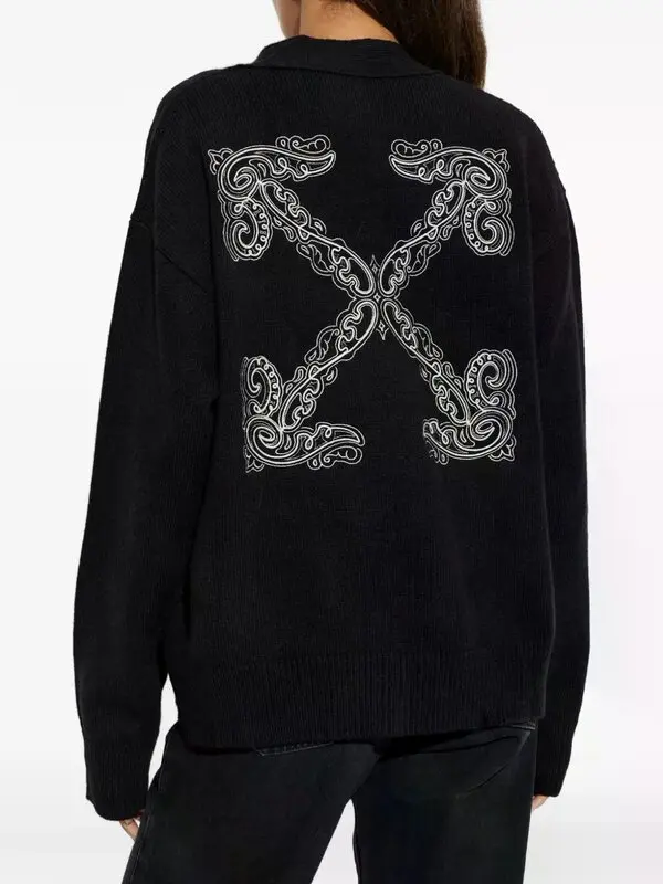Off-White Embroidered Logo-patch Cardigan