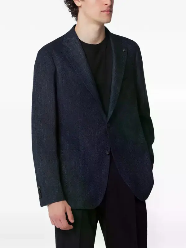 Tagliatore Montecarlo Herringbone-knit Blazer - Blue